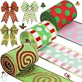 Amazon.com: Yinder 3 Rolls Christmas Wired Ribbon Red and Lime Green ...