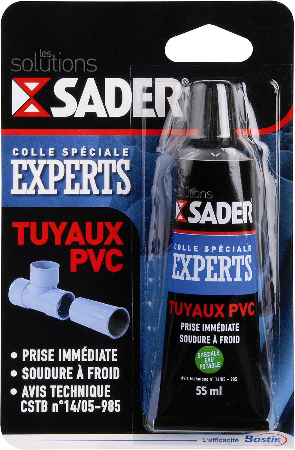 Sader Colle tuyaux PVC Tube 55 ml: Amazon.fr: Bricolage