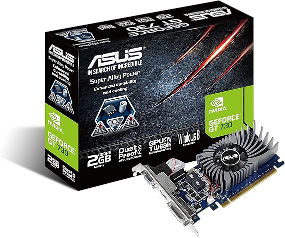 ASUS GT730-2GD5-BRK GeForce GT 730 2 GB GDDR5 Low Profile Graphics Card (with I/O Port Brackets ...