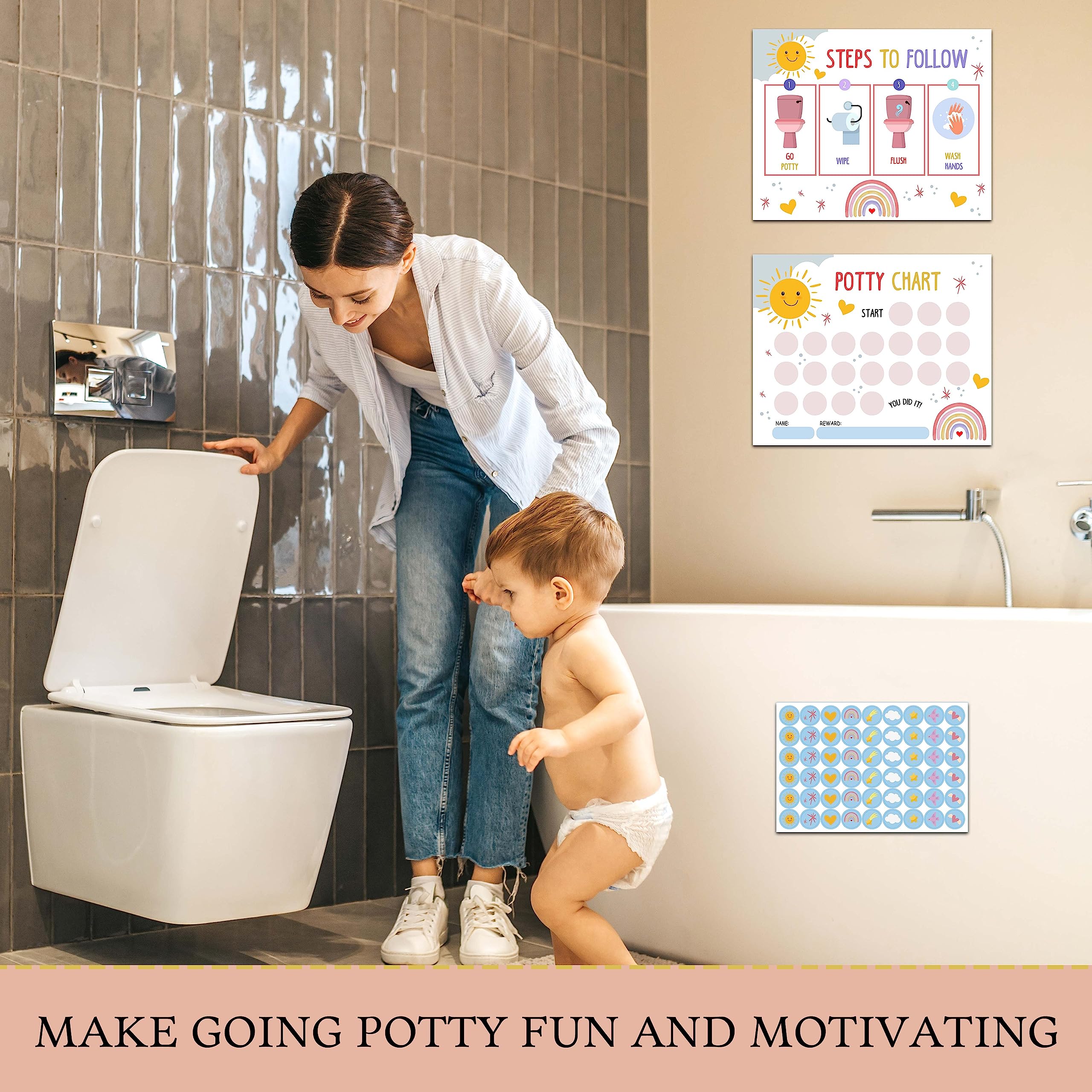 Sun Rainbow Potty Training Sticker Chart, 20 Potty Charts With 432 ...