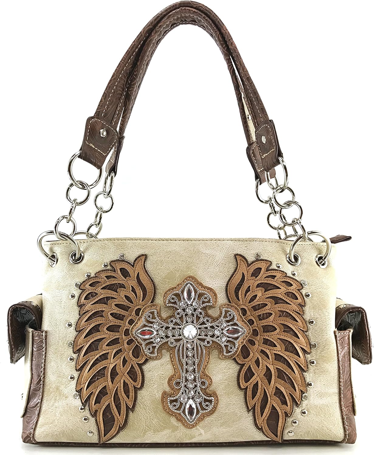 Justin West Angel Wing Cutout Stud Rhinestone Cross Shoulder Handbag ...