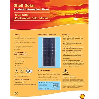 Amazon.com : Shell Solar SQ80 / SQ85 & Siemens Solar SP75 / SP70 ...