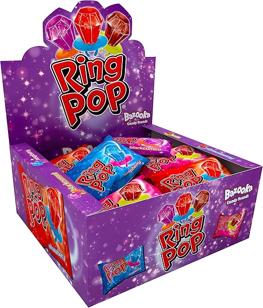Ring Pop (Case of 24 - Assorted Flavours of Blue Raspberry, Strawberry ...