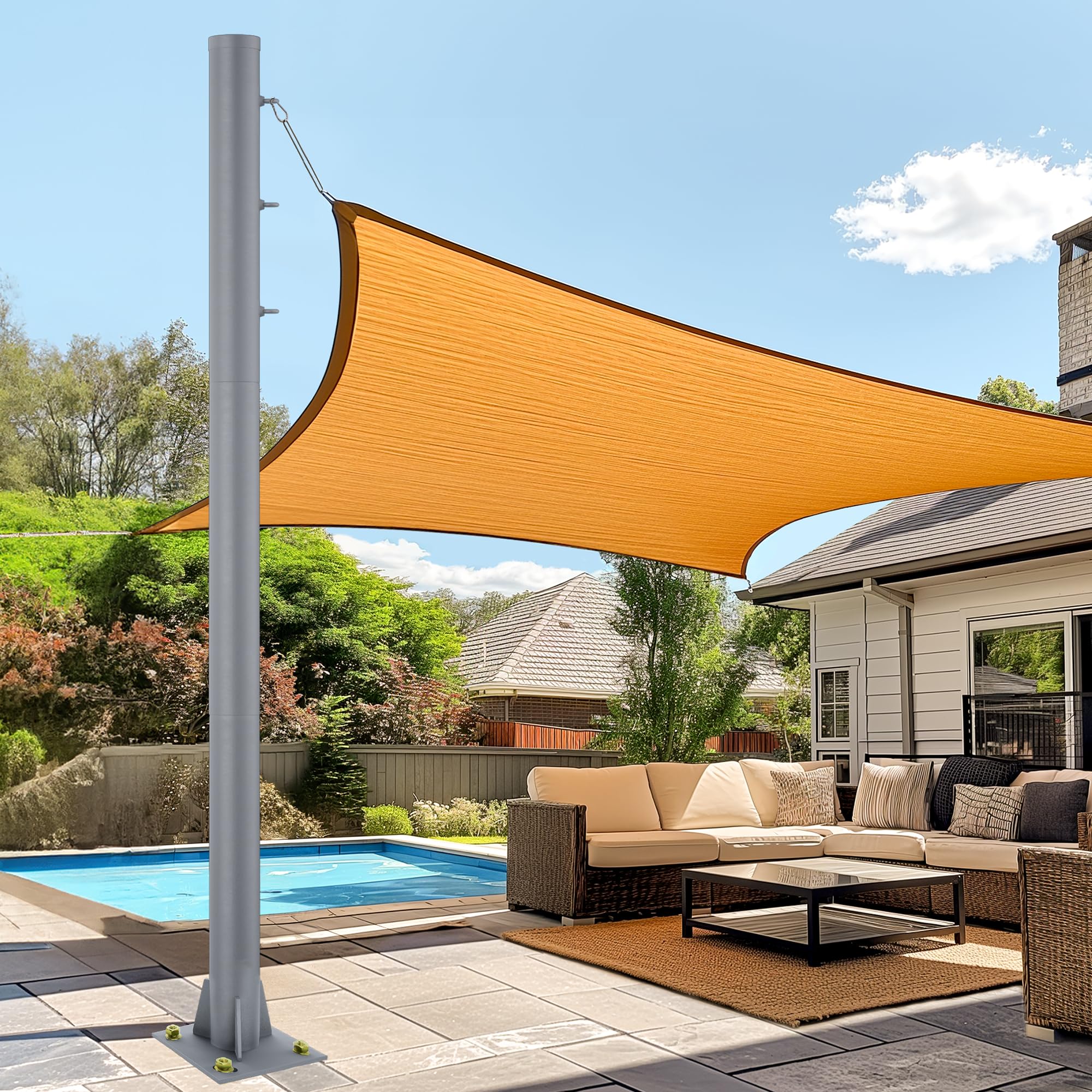 Weyderk Shade Sail Poles, 10 Feet Outdoor Sun Shade Poles, 3" Diameter ...