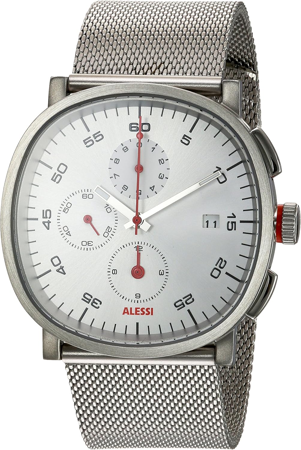 Alessi Men's Quartz Watch with Silver Dial Chronograph Display and ...