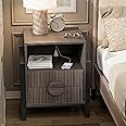 Amazon.com: Aoikax Modern Fluted Nightstand with Charging Station ...