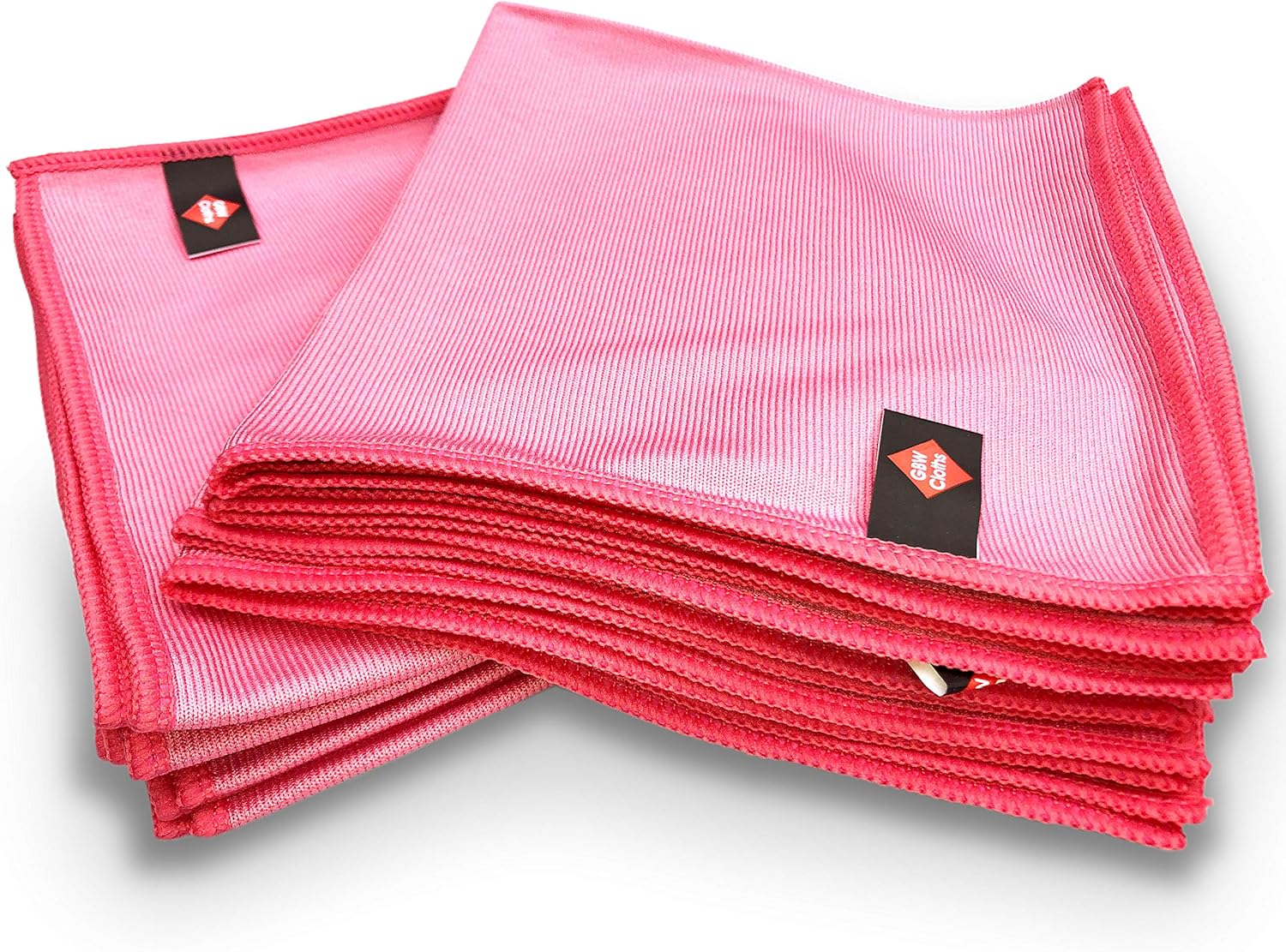 10 Pack Premium Quality Light Red Microfibre Glass Cloths - Large ...