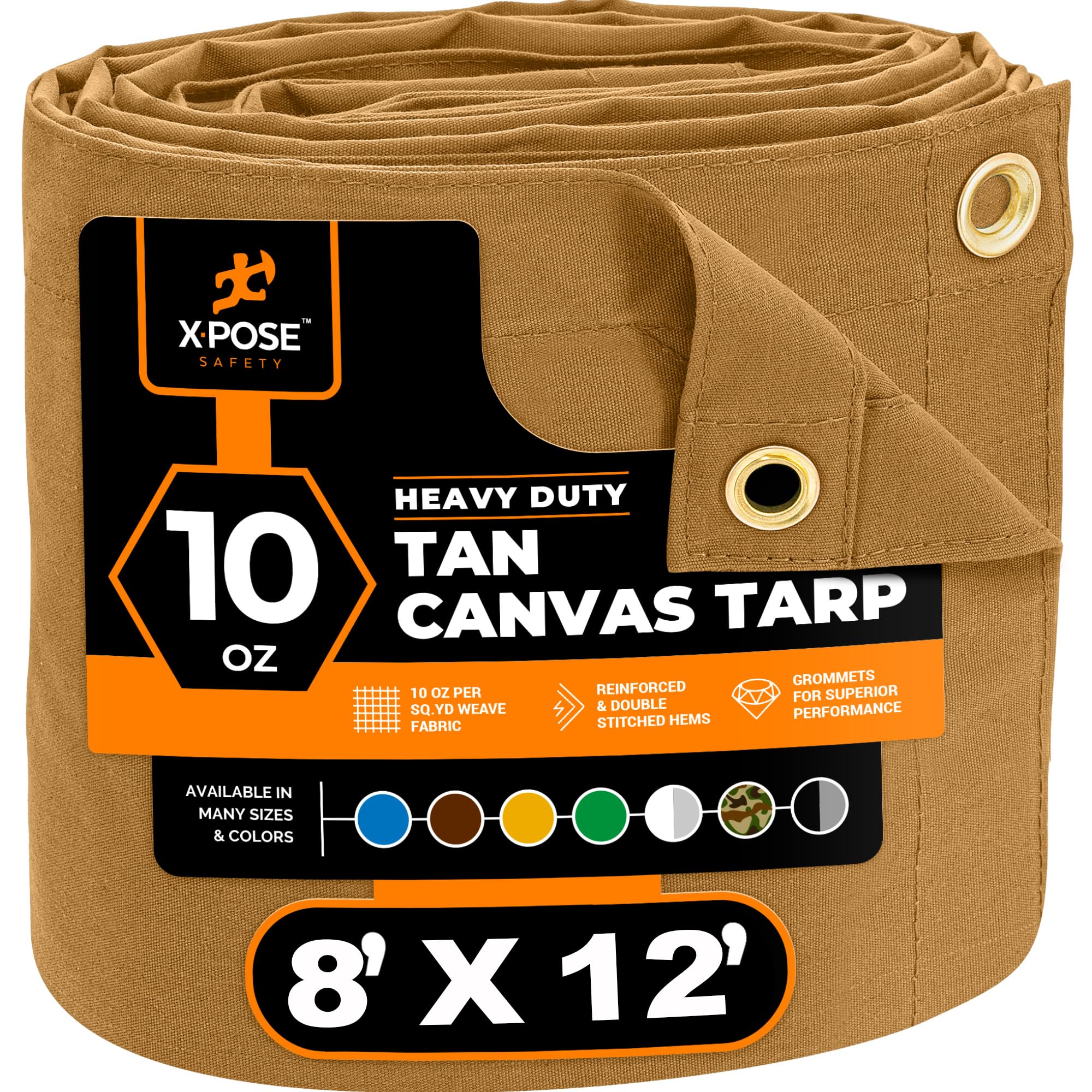 Xpose Safety Canvas Tarp - 10oz Tan Canvas Tarps Heavy Duty Water ...