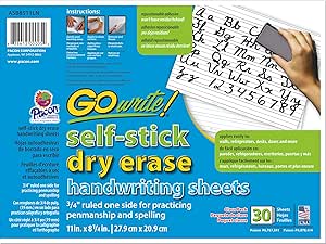 Amazon.com : GoWrite! Dry Erase Self-Adhesive Handwriting Sheets, 11 ...