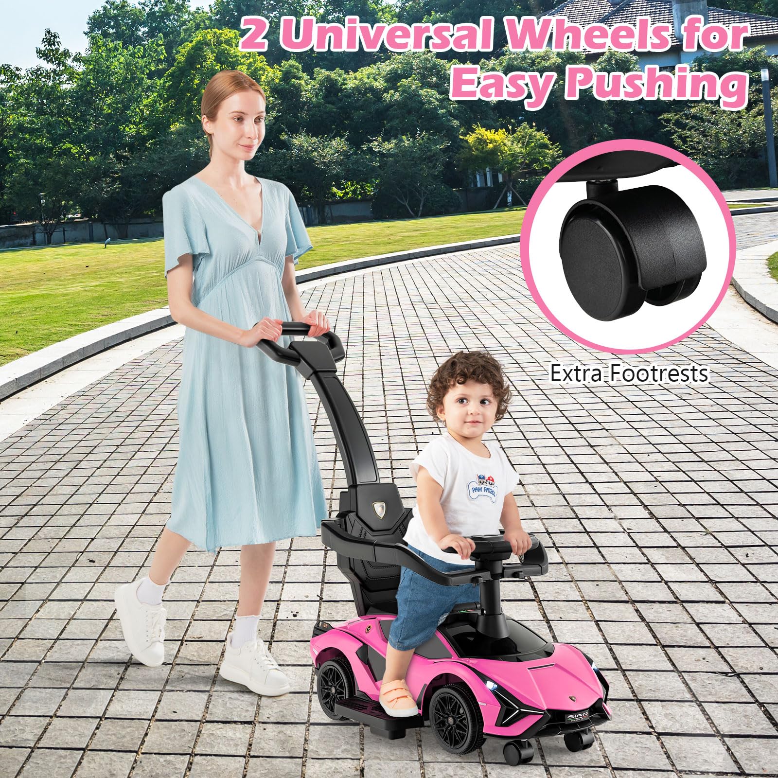 HONEY JOY Ride On Push Car, 3-in-1 Licensed Lamborghini Kids Toy Push ...