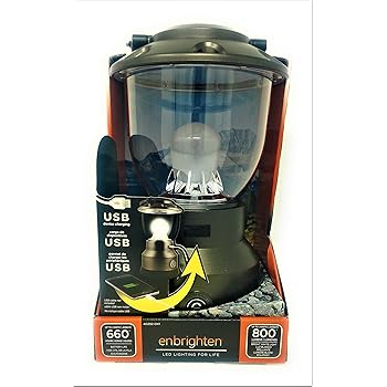 Enbrighten LED Lantern, Battery Operated, USB Charging, Red Finish, 800 ...