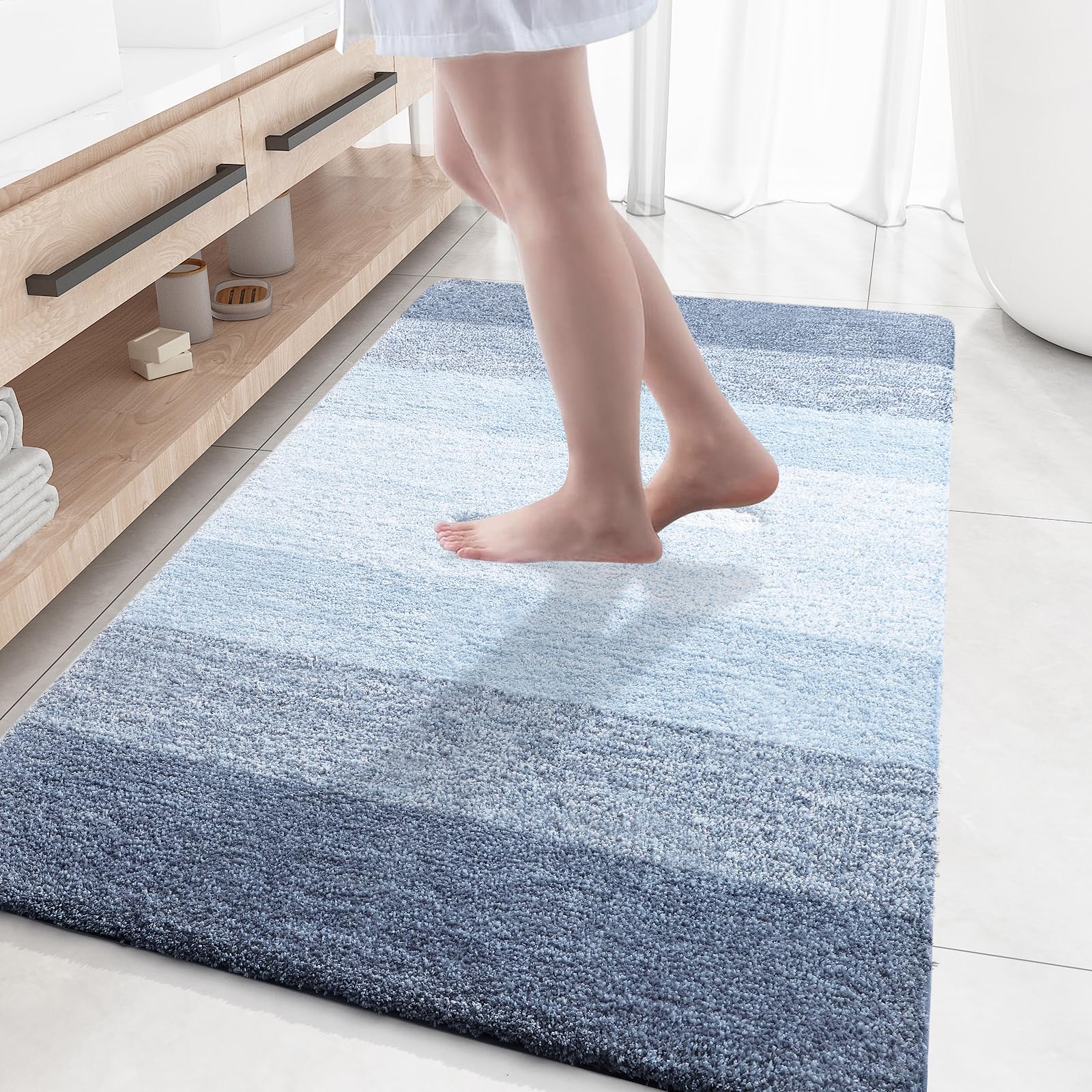OLANLY Bathroom Rug Mat 59x35, Extra Soft and Absorbent Microfiber Bath ...