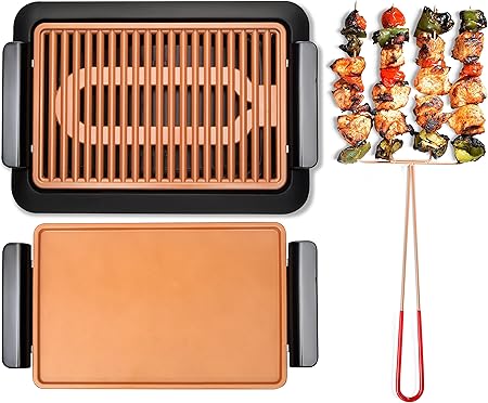 GOTHAM STEEL Smokeless Electric Grill, Griddle, and Pitchfork, Indoor ...