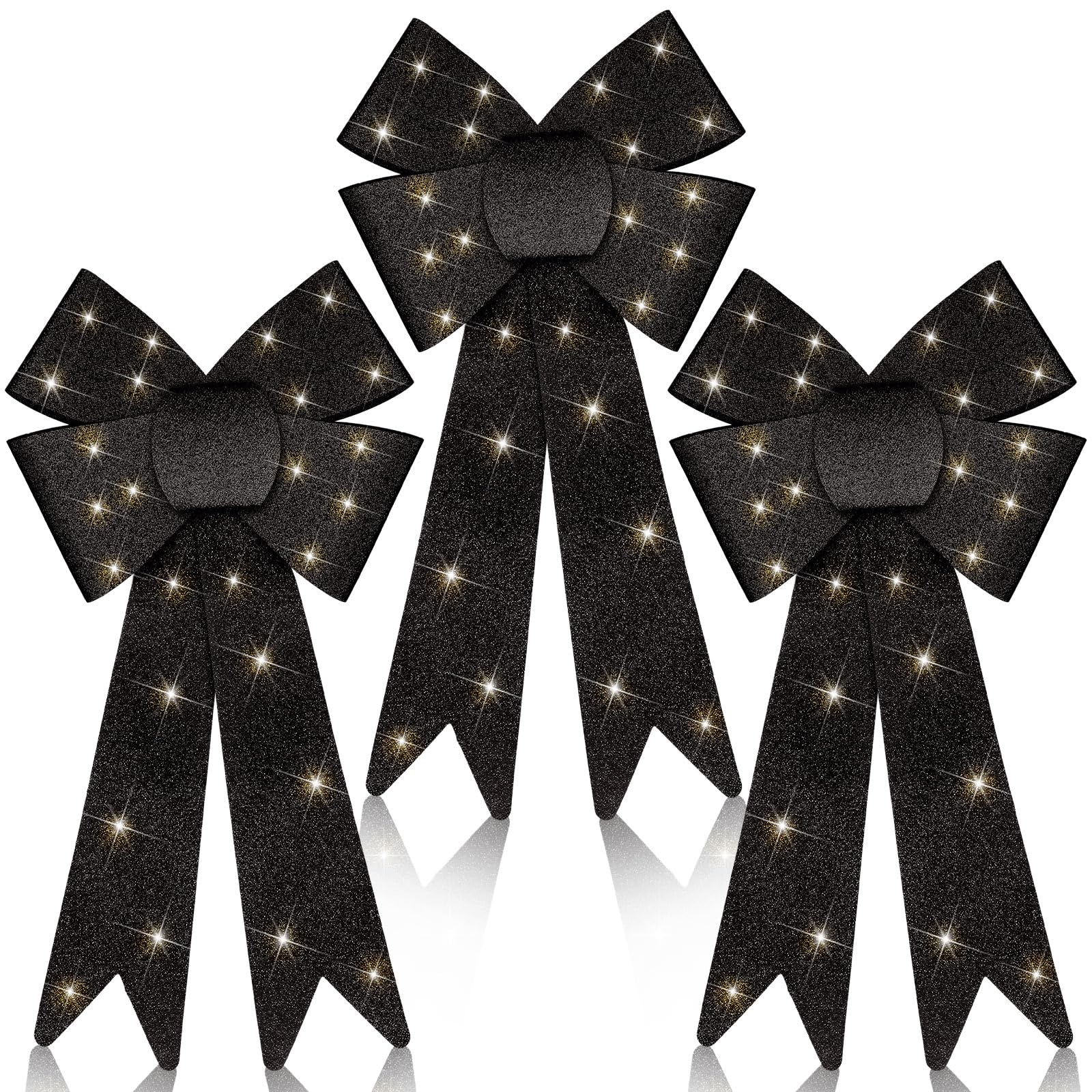 Liliful 3 Pcs LED Christmas Wreath Bow Outdoor Lighted Bows 18 x 10 ...