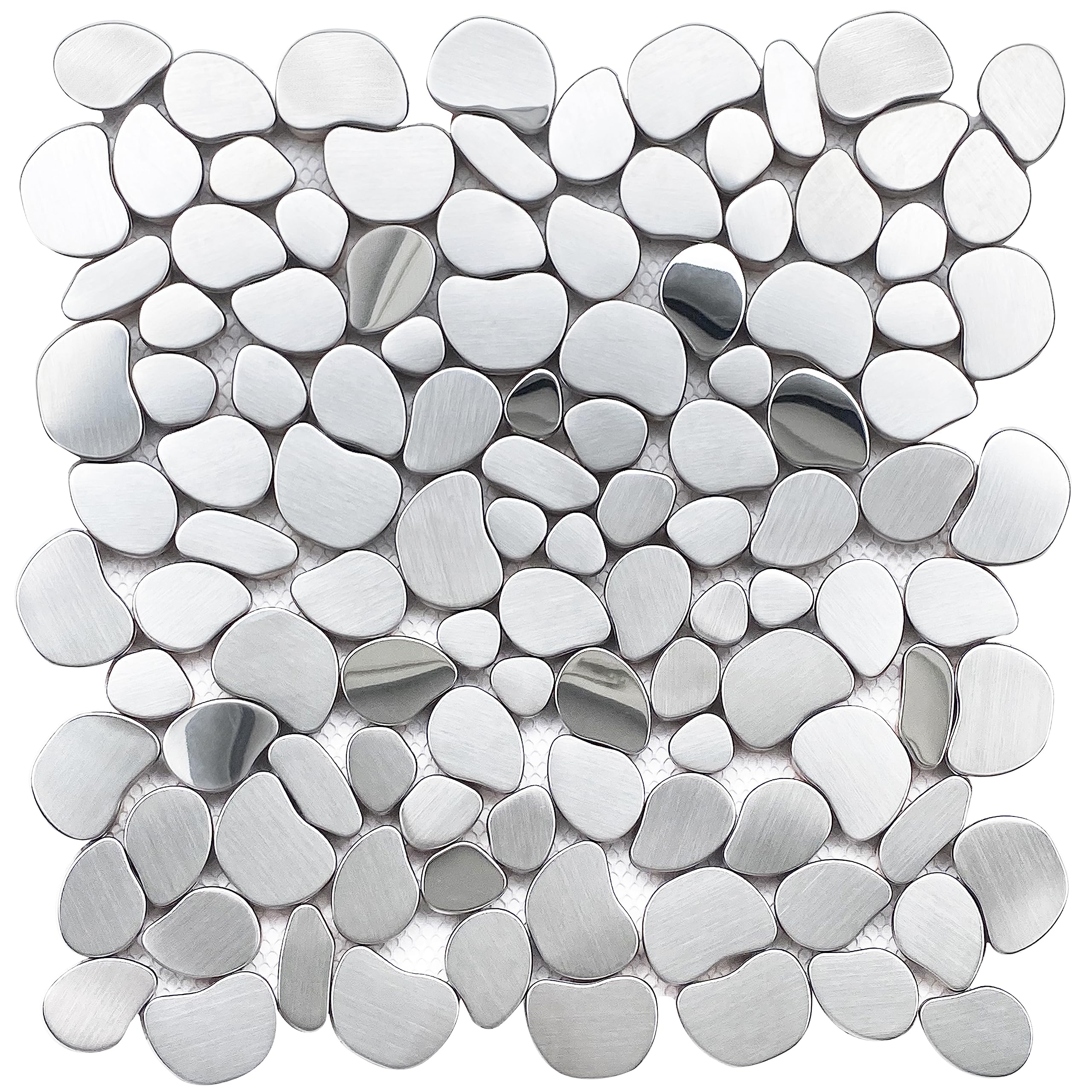 Mua Primoon Metal Pebble Mosaic Tiles, 5 Sheets Stainless Steel ...