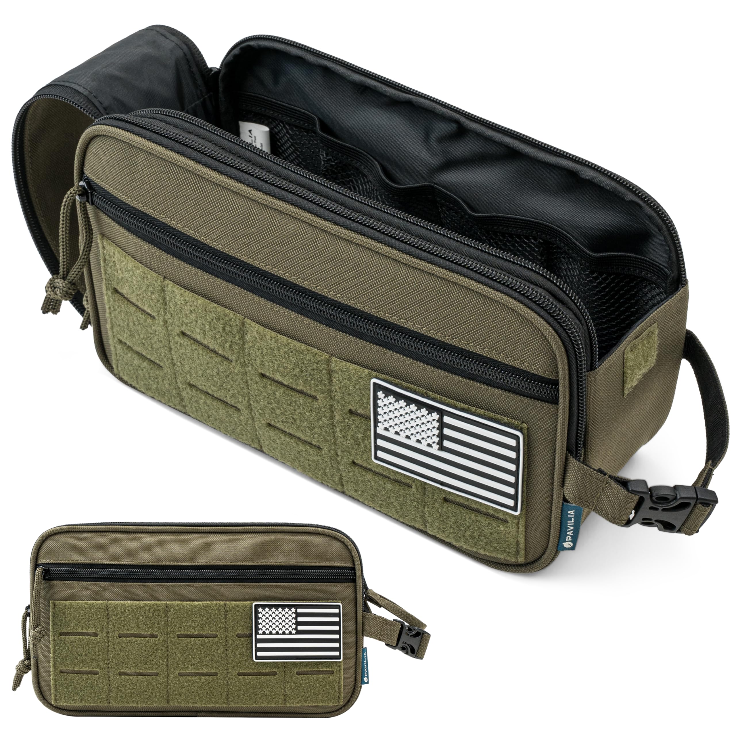 PAVILIA Tactical Toiletry Bag for Men, Travel Hygiene Bag, Military ...