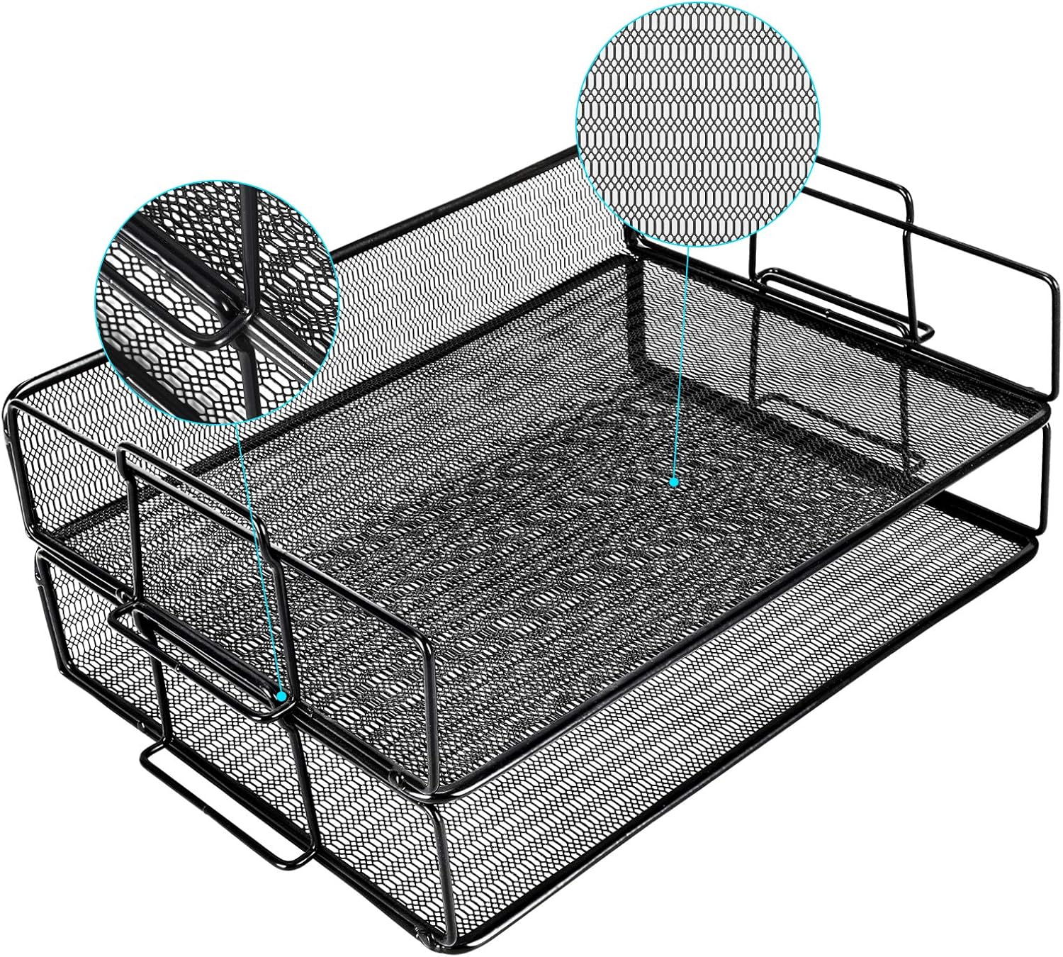 EasyPAG Mesh 2 Tier Stackable A4 Filing Trays Office Desk Tidy File ...