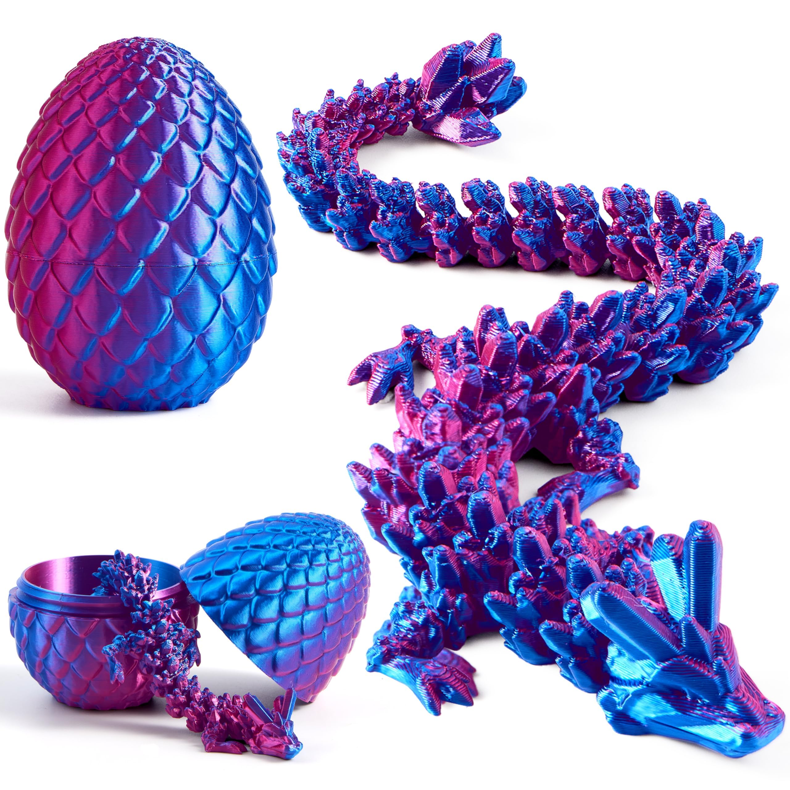 JOYIN 3D Printed Dragon Eggs with Laser Purple Dragon, Articulated Toys ...