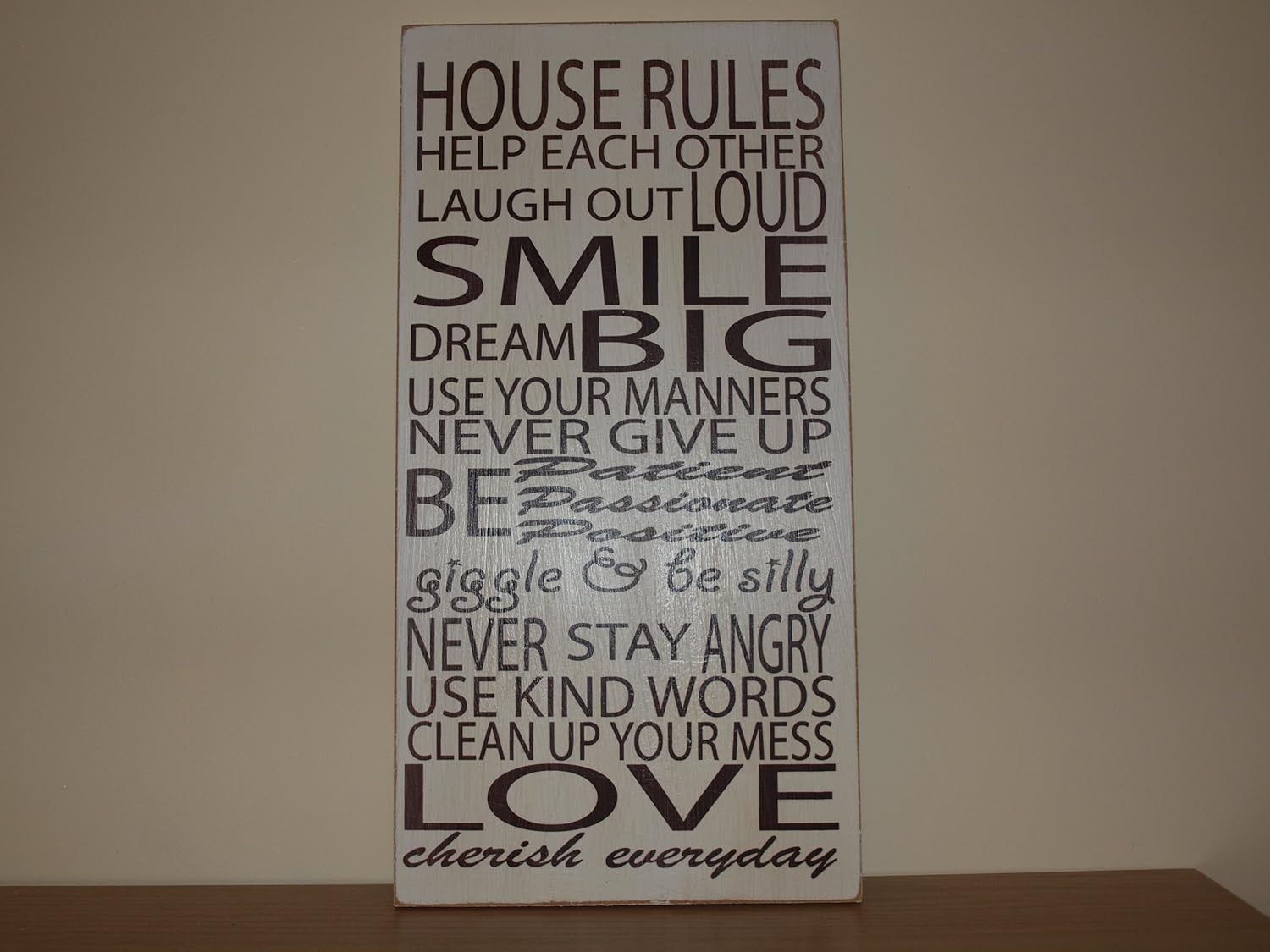 House Rules Typography Vintage Style sign: Amazon.co.uk: Kitchen & Home