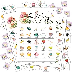 Amazon.com: Tea Party Bingo Game, Tea Bridal Party Games Bingo Cards ...