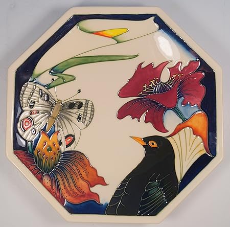 A MOORCROFT Designers Medley Octagonal Plate Plaque 10 Years Design ...
