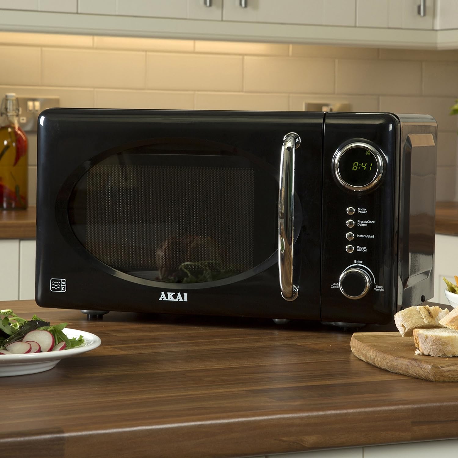 Akai A24006 Digital Solo Microwave with 5 Power Levels, Digital LED ...