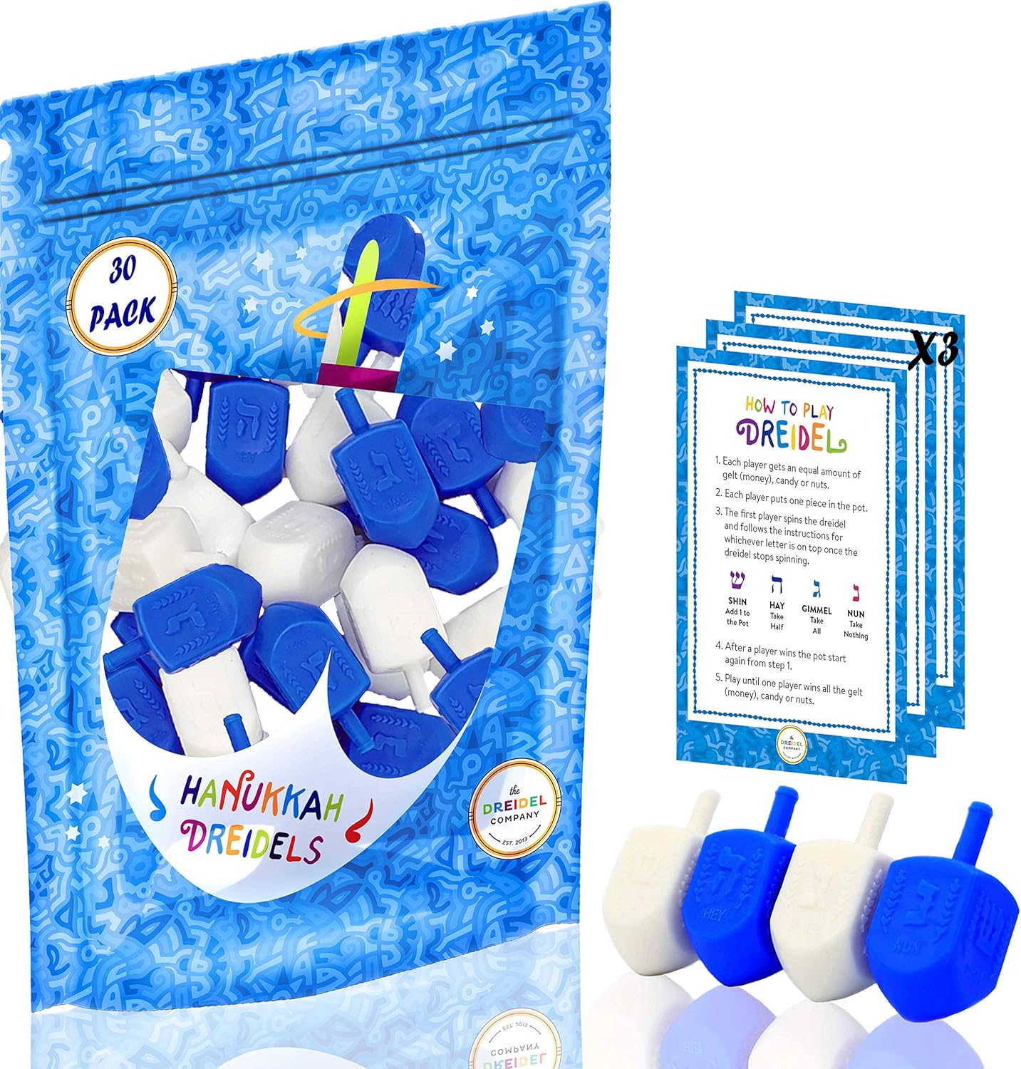 Amazon.com: Hanukkah Blue and White Plastic Dreidel (30-Pack): Toys & Games
