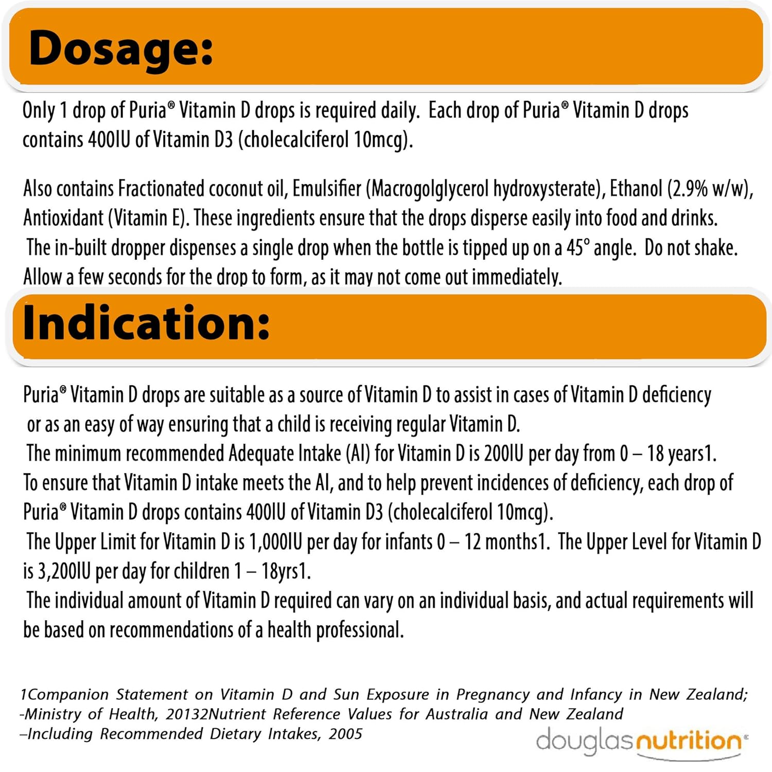 Puria Vitamin D Drops D3-1 Single Liquid Drop Per Day for Infants ...