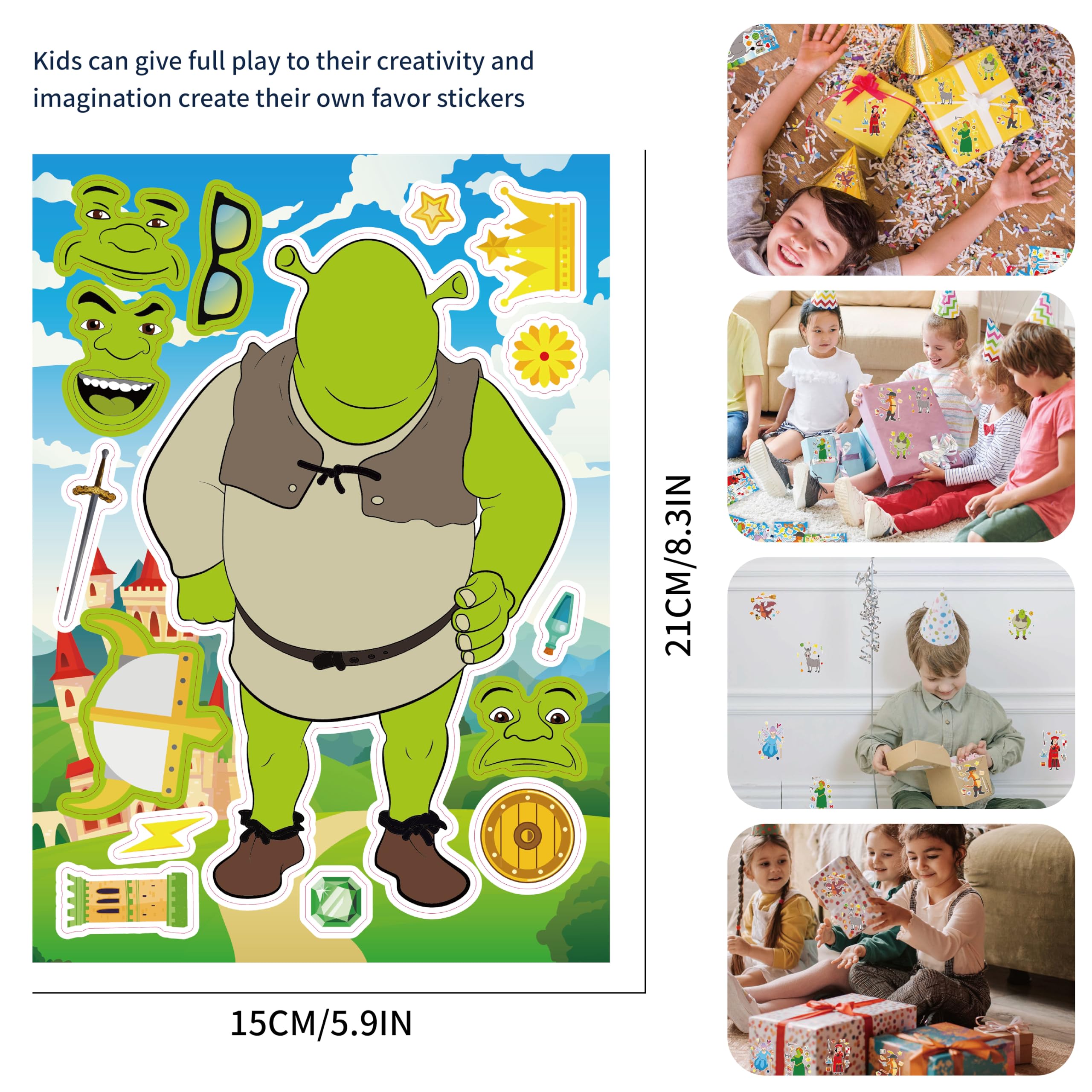 Mua 𝓢𝓱𝓻𝓮𝓴 DIY Stickers Party Favors, 32 Sheets Make a Face Stickers for ...