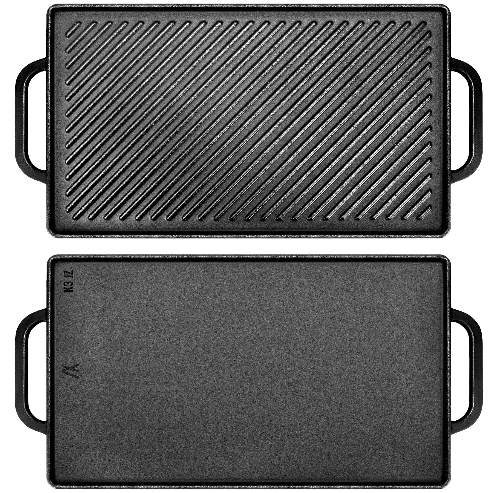 GGC Cast Iron Reversible Griddle, Double-sided Griddle Pan for Indoor ...