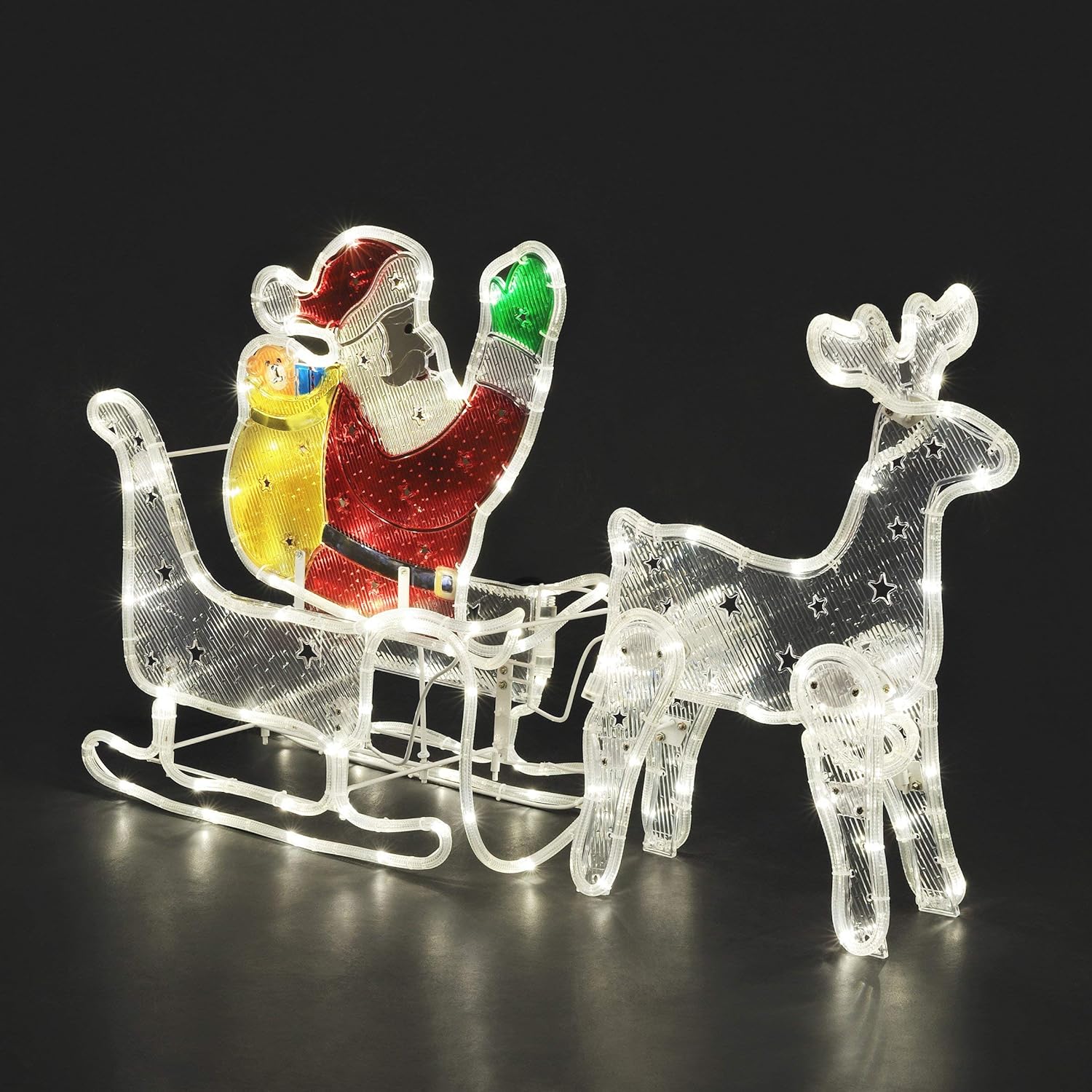 Konstsmide Outdoor Decoration LED Rope Light Santa in Sleigh and ...