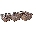 Amazon.com: Whitmor Distressed Rattique Storage Baskets Set of 3 ...