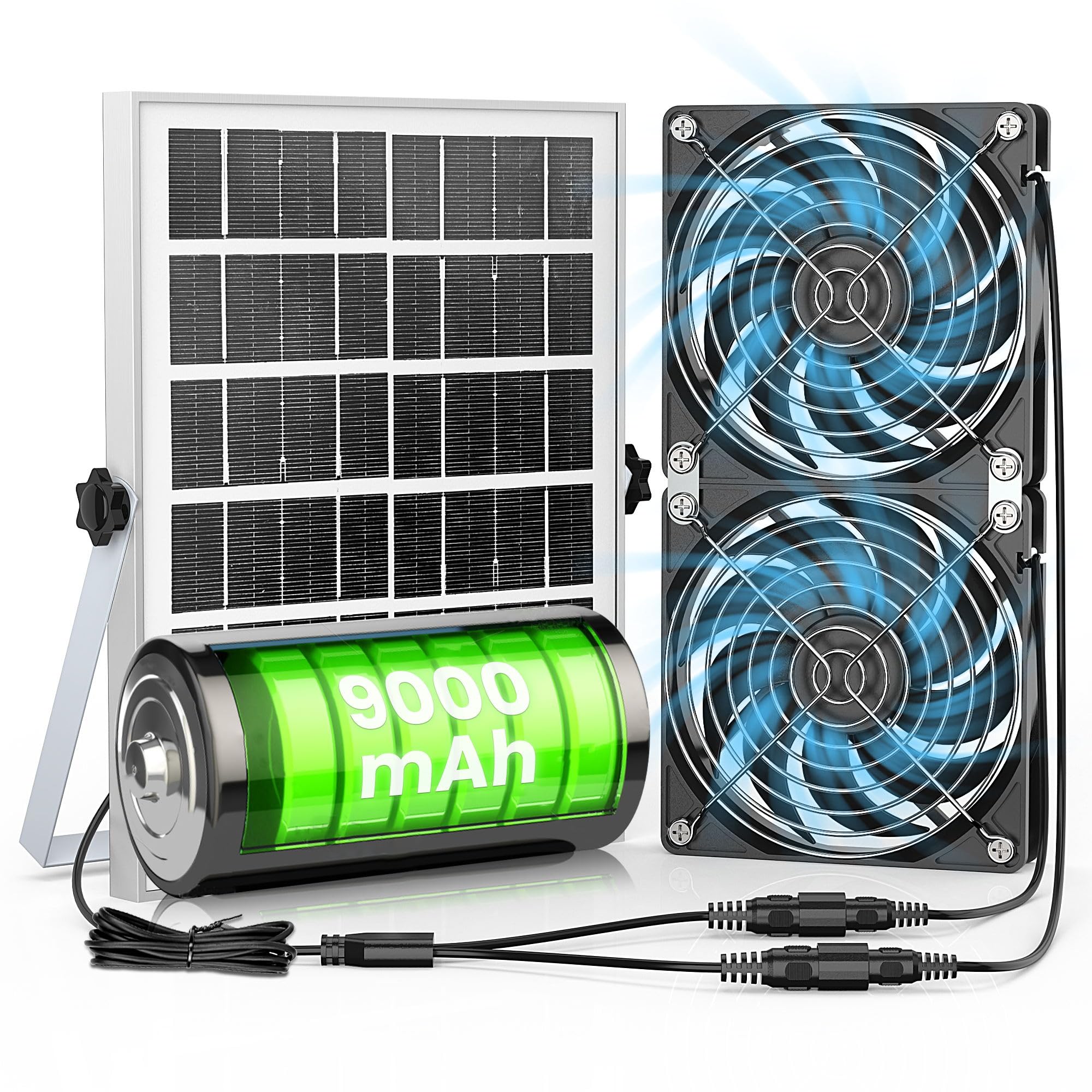 Mua DSTANA Solar Fan with Battery, 20W Solar Powered Greenhouse Exhaust ...