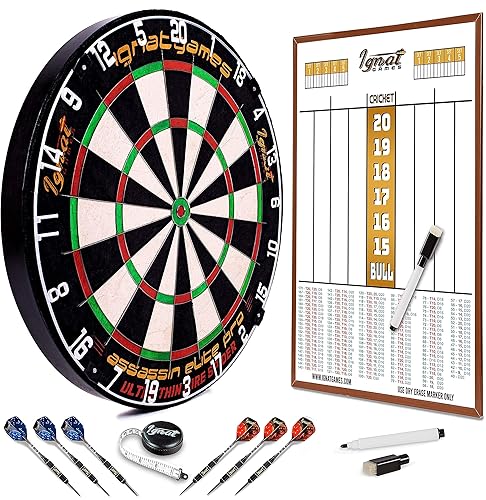 Professional Dart Board Set - Tournament Sisal/Bristle Dartboard + Dry ...