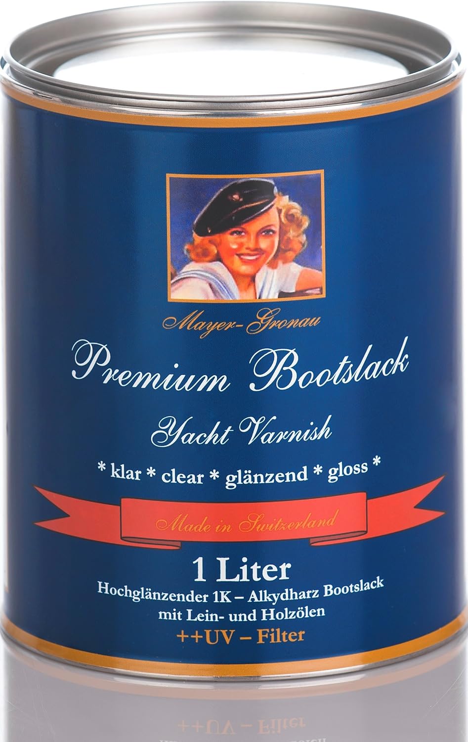 1 Liter 1K - Premium BOOTSLACK KLAR HOCHGLÄNZEND MIT MAX. UV-Filter ...