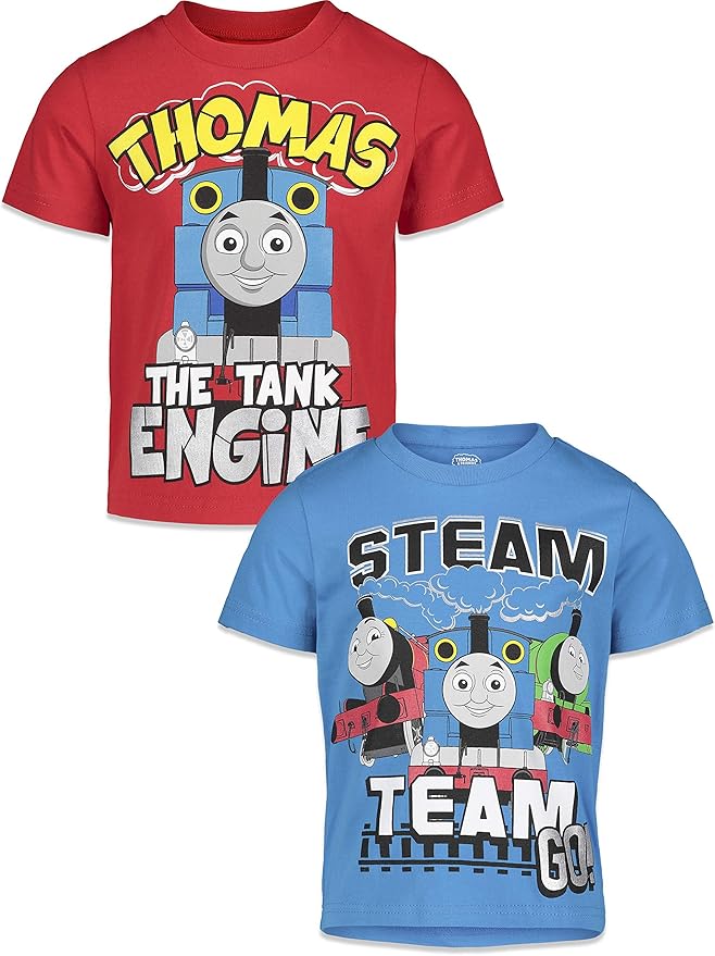 Thomas & Friends Tank Engine Toddler Boys 2 Pack T-Shirt Red/Blue 2T ...