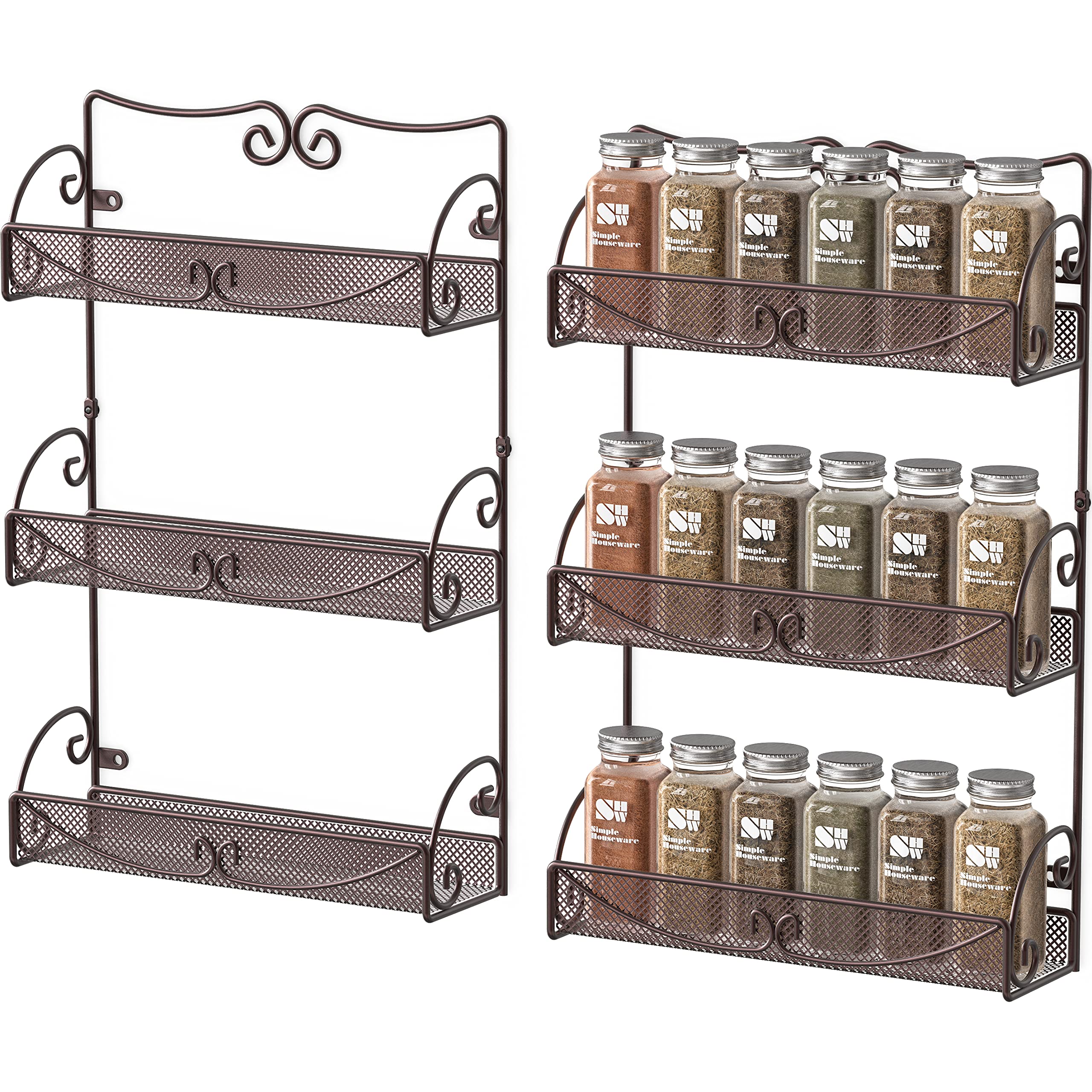Deco Brothers 3 Tier Wall Mounted Spice Rack, 2 Pack, Bronze for sale ...