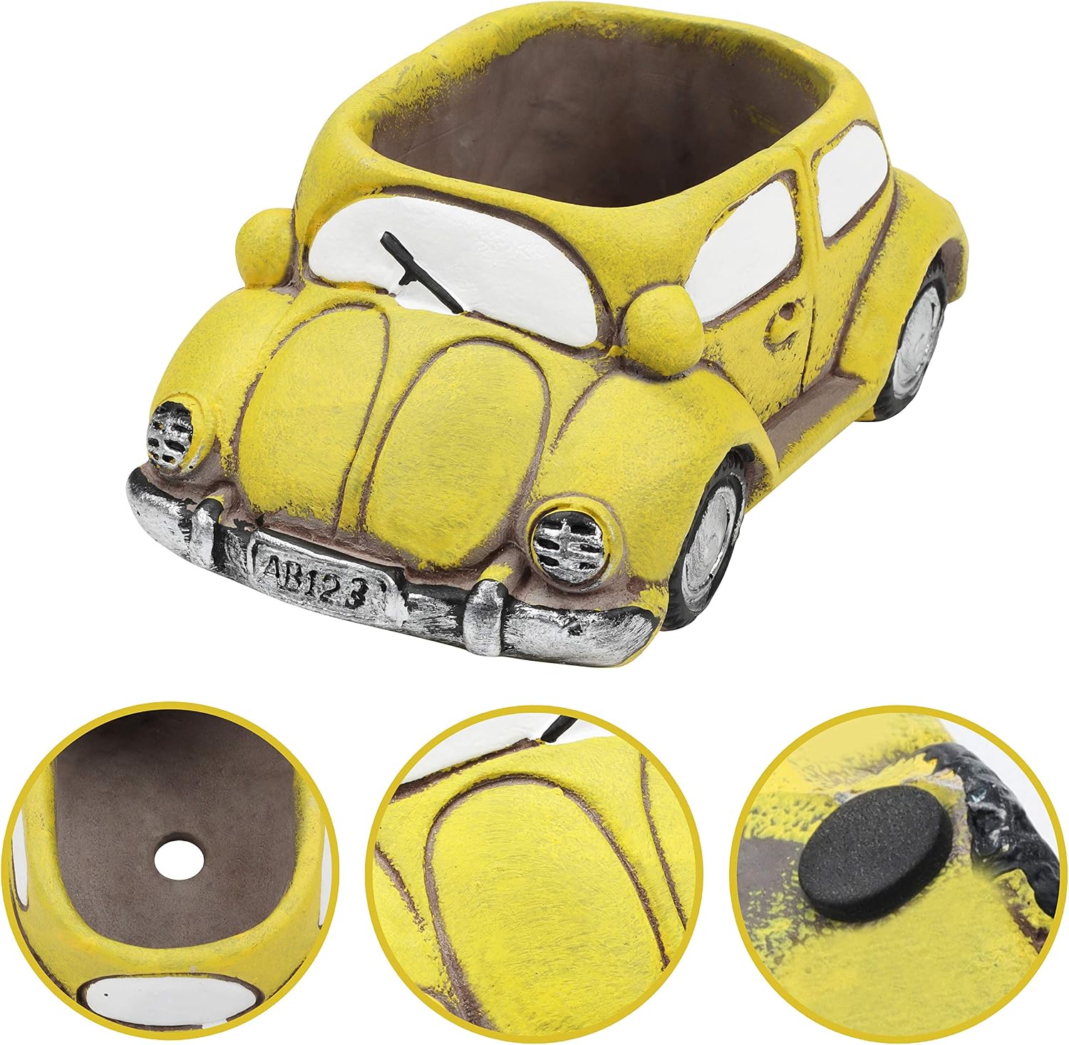BELLE VOUS Mini Cement Car Planter Pots (3 Pack) – Retro Creative Plant ...