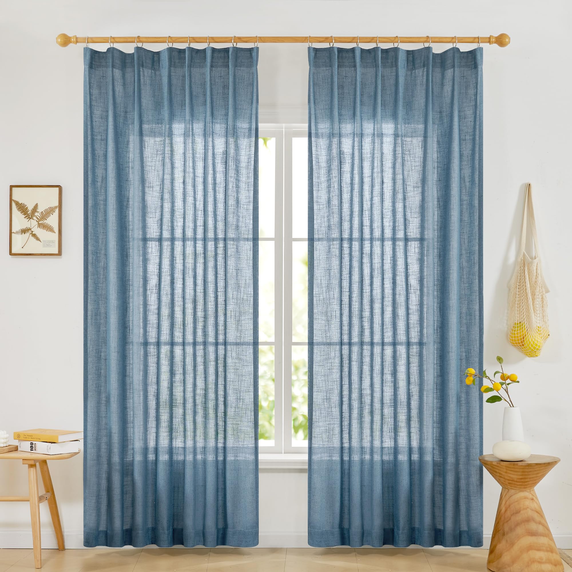 Deconovo Semi-Sheer Linen Curtains 84 Inch Length | Light Filtering ...
