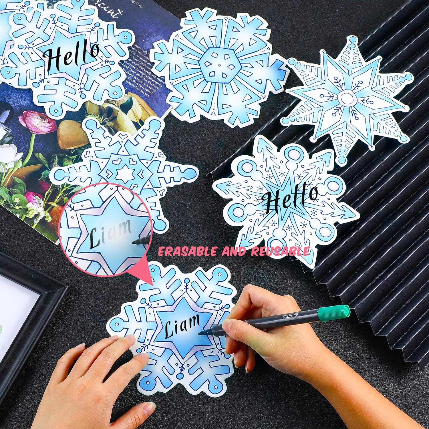40 Pieces Snowflakes Cut-Outs Christmas Winter Theme Colorful Cutouts ...