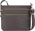 Amazon.com: Travelon Anti-theft Signature Double Zip Cross Body Bag, Smoke