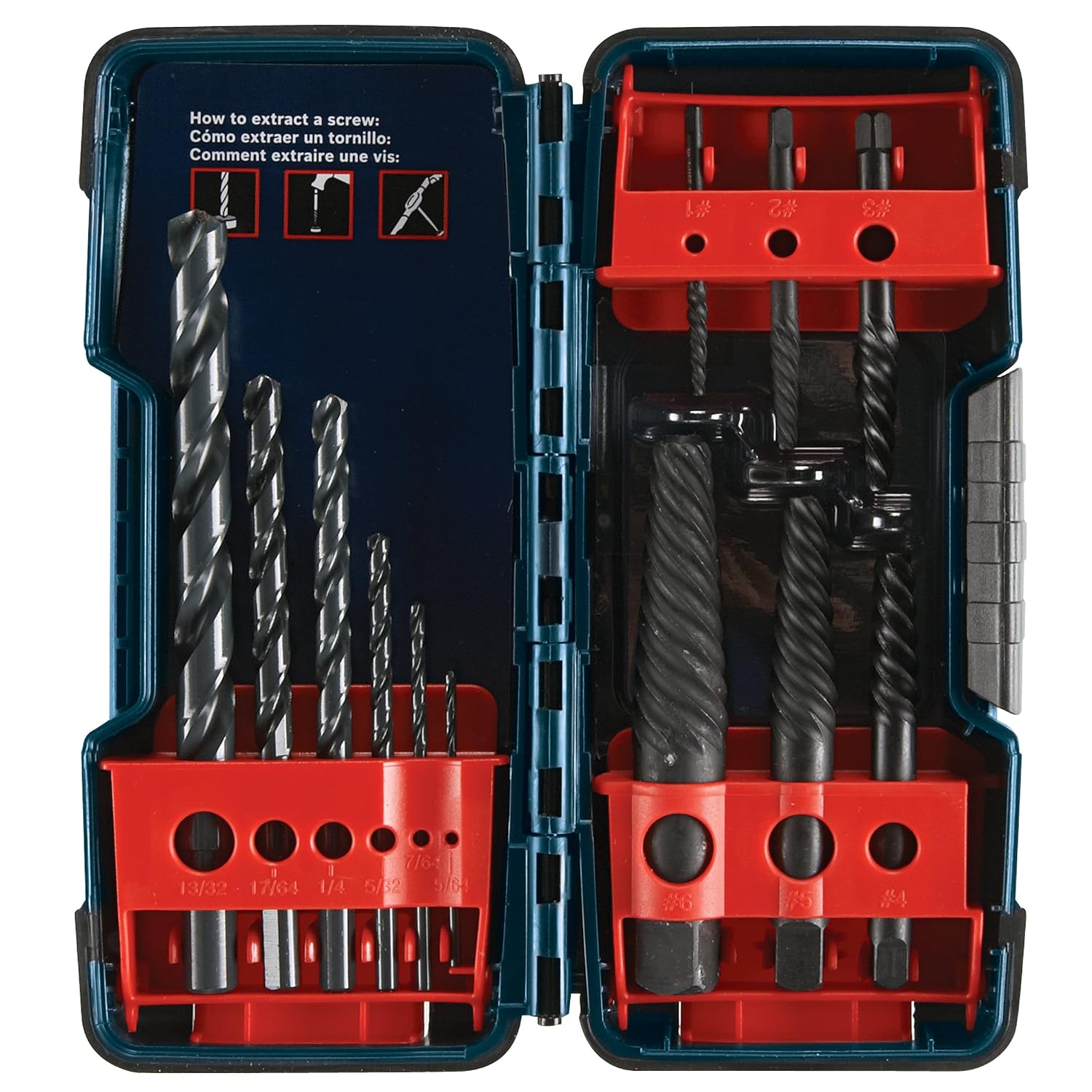 Bosch B46215 12 Piece Screw Extractor And Drill Set Black Oxide
