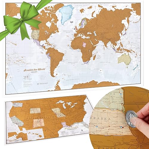 Maps International Scratch Off Map of the World Poster 17 x 22" + USA ...