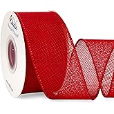 Amazon.com: Ribbli Red Burlap Wired Ribbon,1-1/2 Inch x 10 Yard,Wired ...