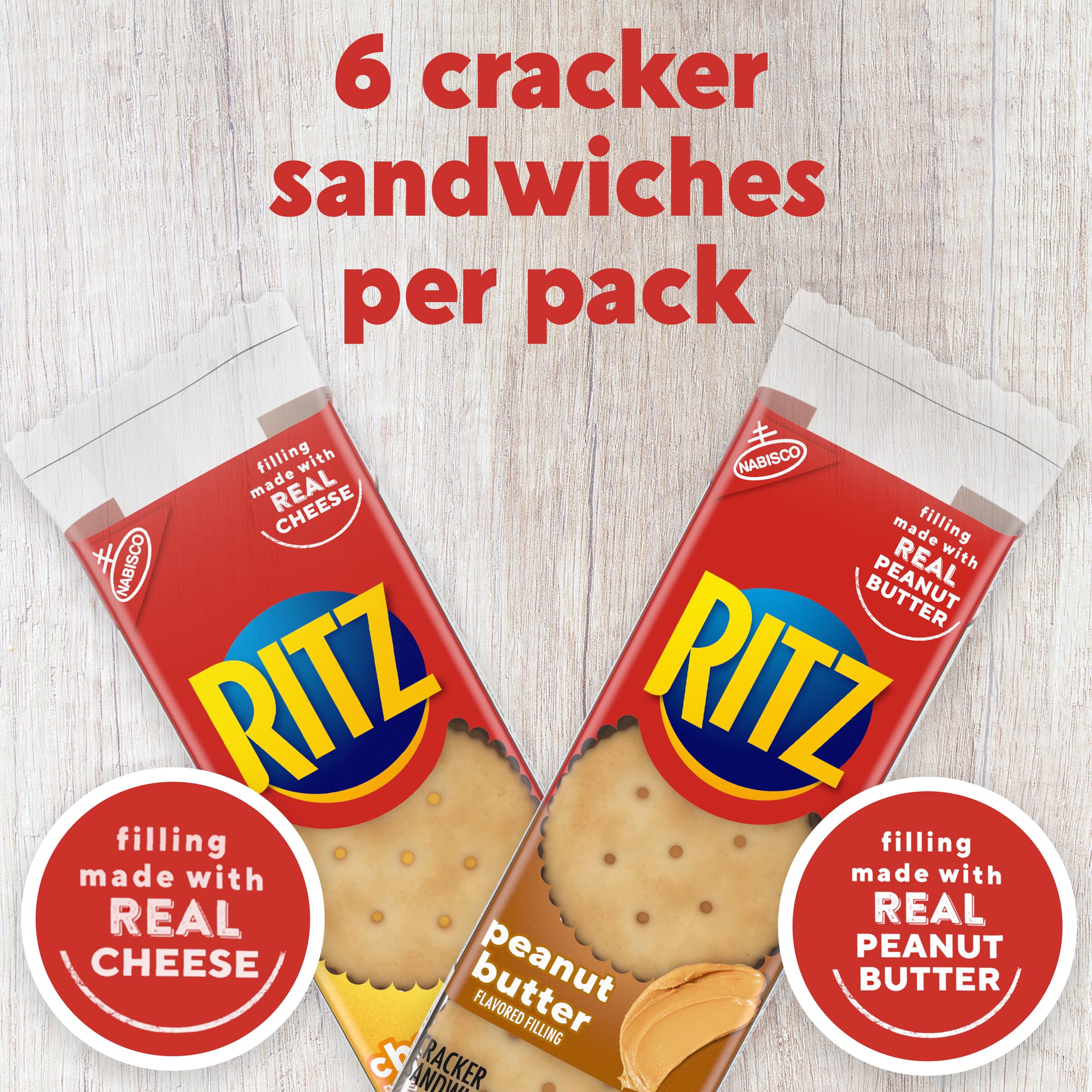 RITZ Peanut Butter Sandwich Cracker Snacks and Cheese Sandwich Crackers ...