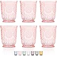 Amazon.com | Pink Glass Cups set of 6 pink water glasses for lovers of ...