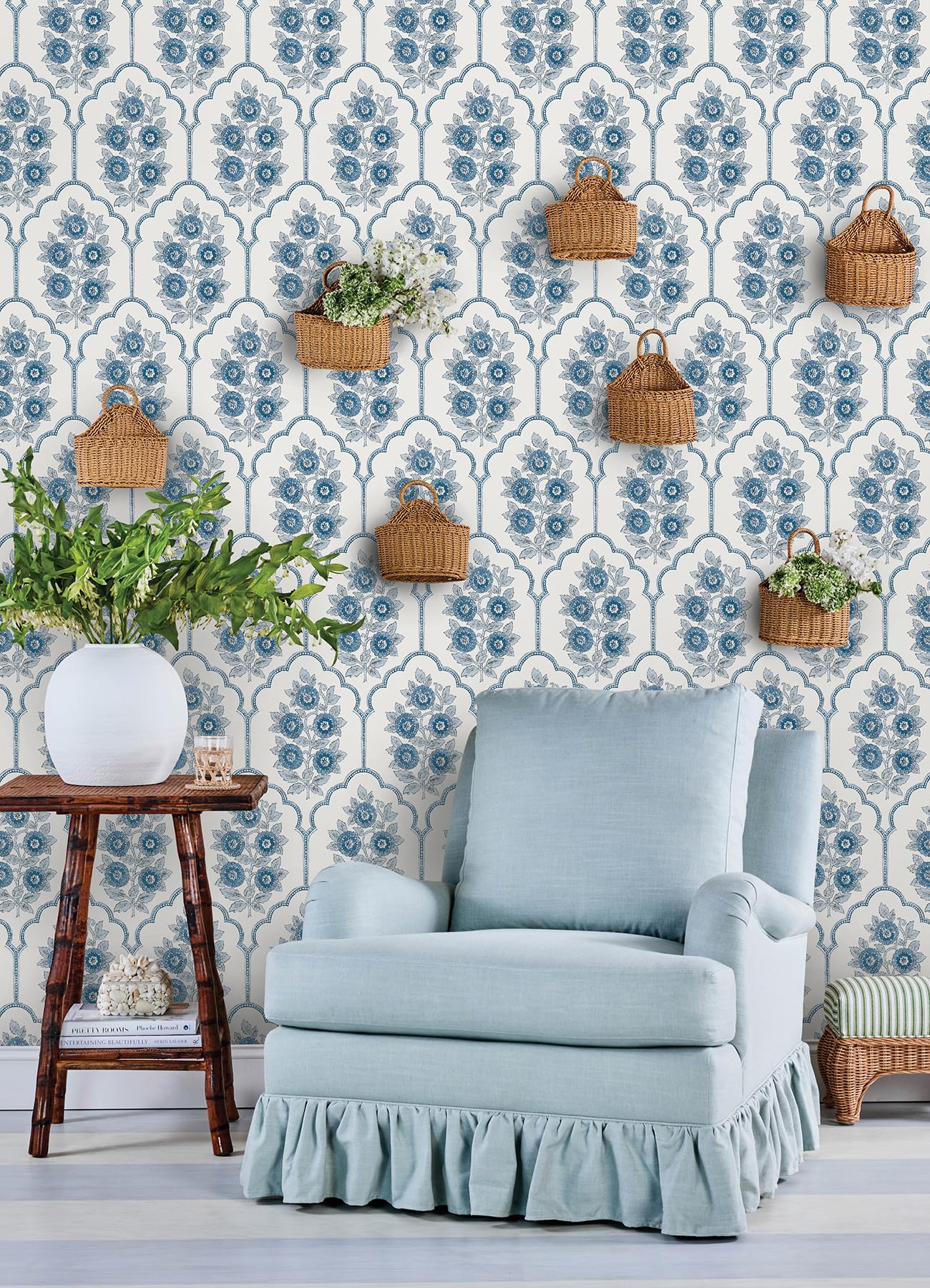 Floral Bazaar Delft Blue Peel And Stick Wallpaper on Galleon Philippines