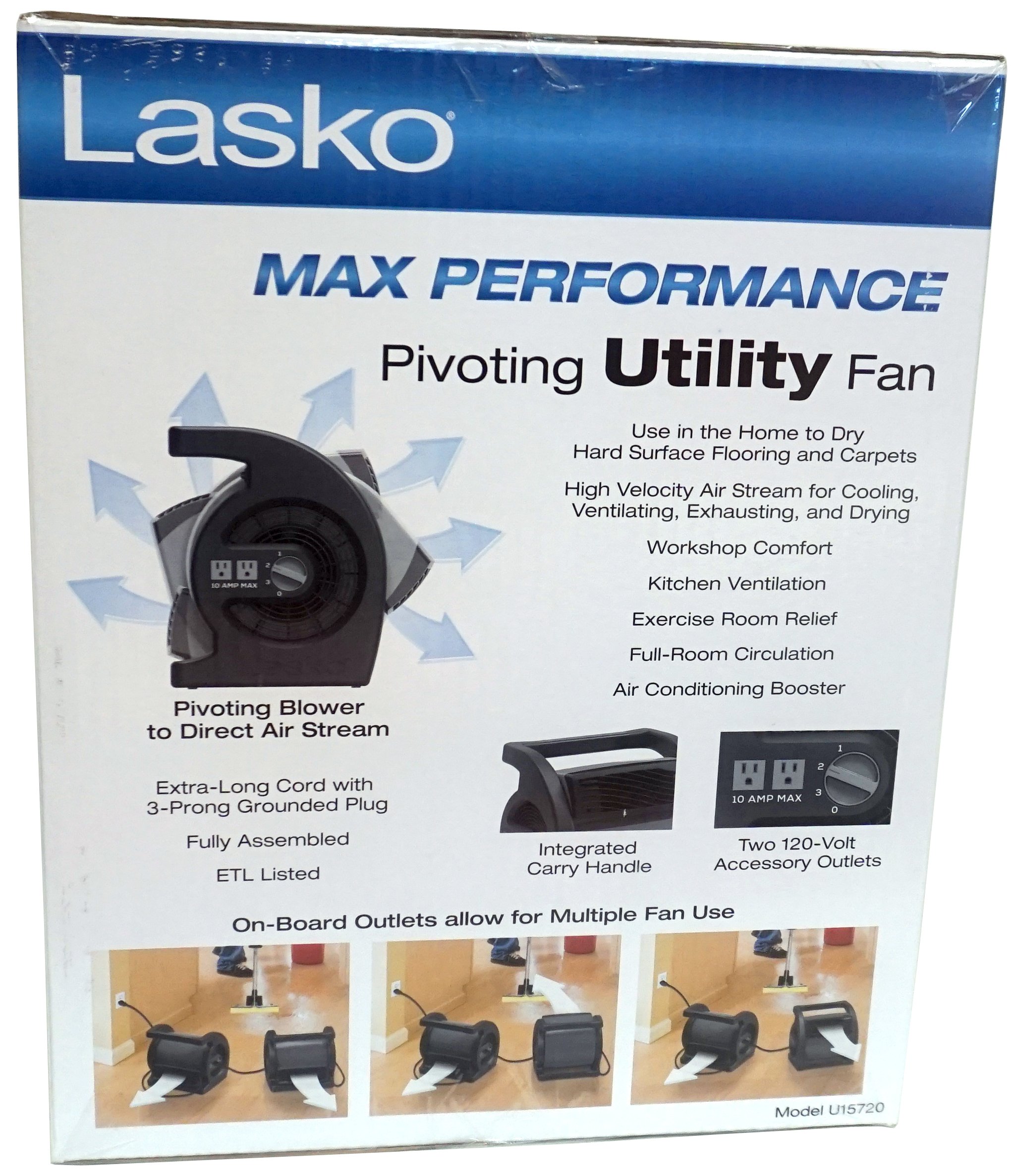 Lasko Max Performance Pivoting Utility Fan Model U15720 46013462152 | eBay