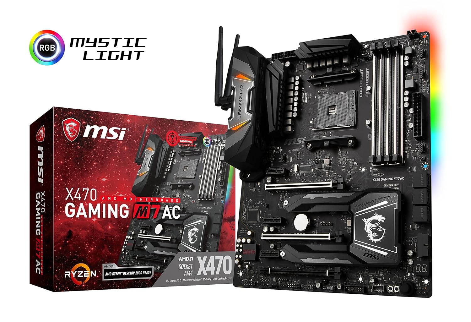 MSI Enthusiast Gaming AMD X470 Ryzen 2 AM4 DDR4 Motherboard (X470 ...