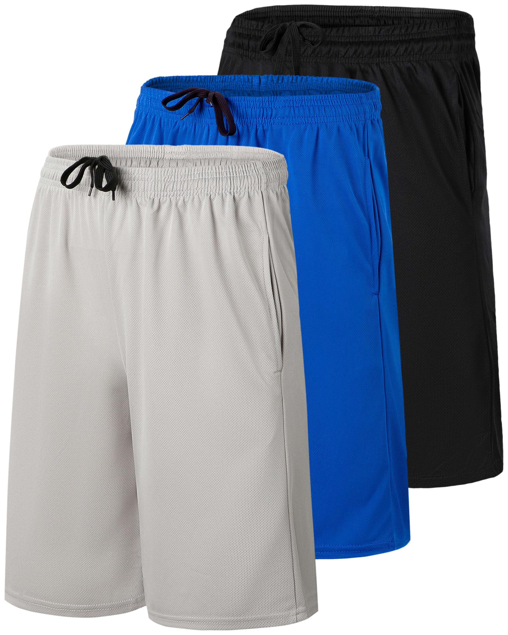 Real Essentials Mens 3-Pack Mesh Shorts Active Wear Athletic Short Men ...